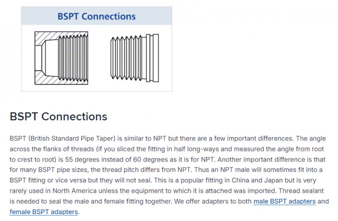 British Standard Pipe connections come in two different types: British ...